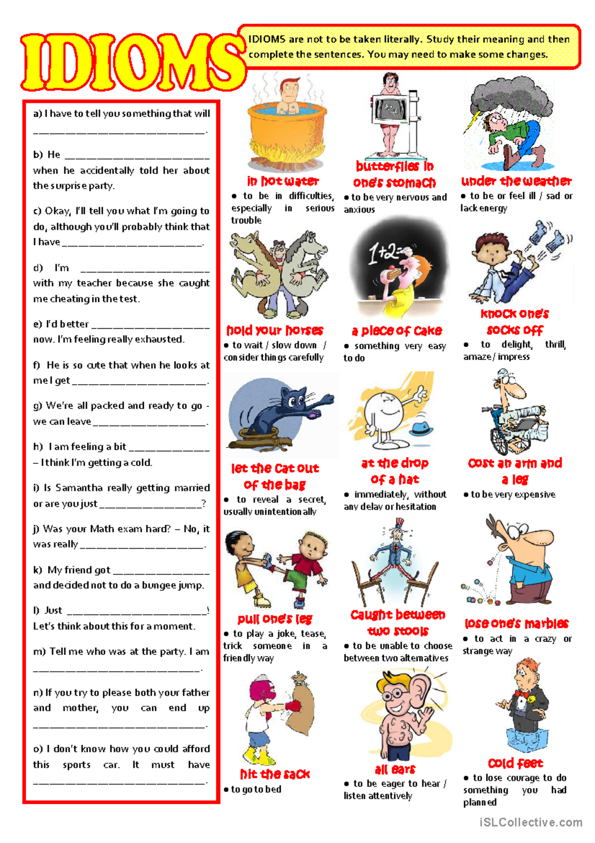 IDIOMS (IDIOM101): Understanding and Completing Sentences - Studocu