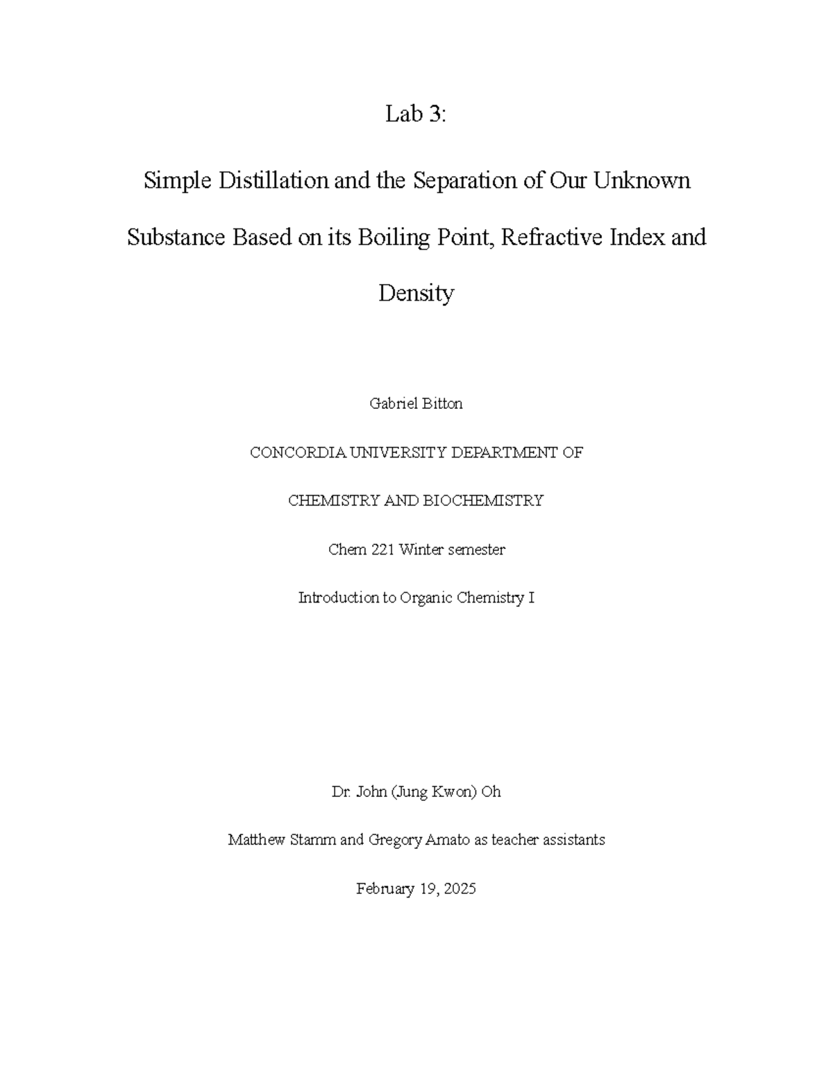 Lab 3: Simple Distillation of Unknown Hydrocarbon (Chem 221) - Studocu