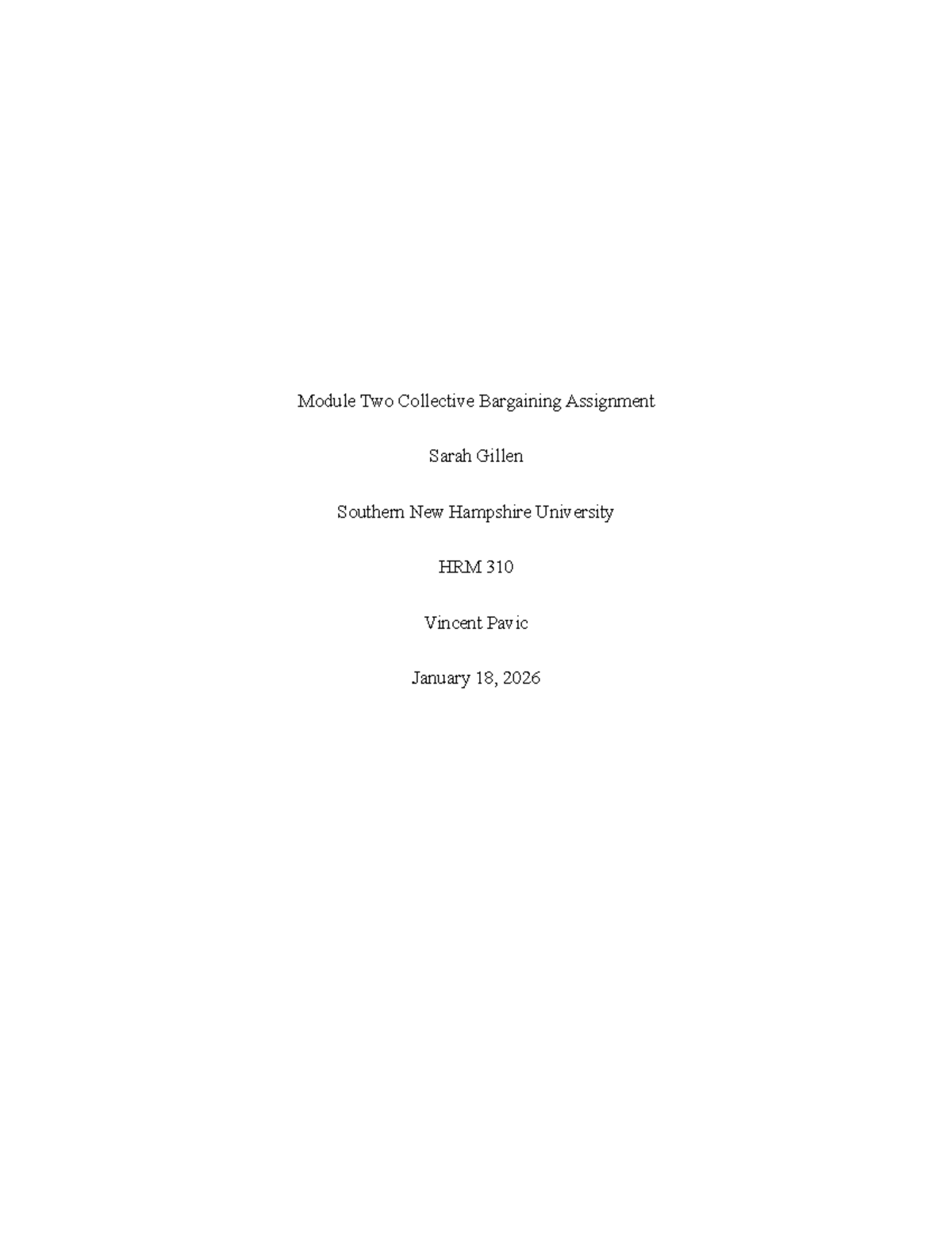 HRM 310 Module Two Collective Bargaining Assignment Analysis - Studocu