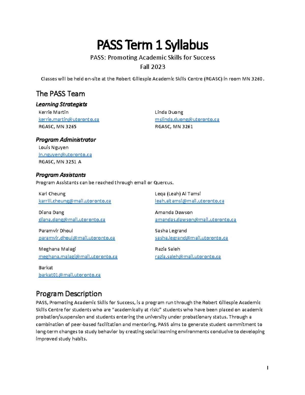 PASS Term 1 Syllabus - Fall 2023biology - PASS Term 1 Syllabus PASS ...