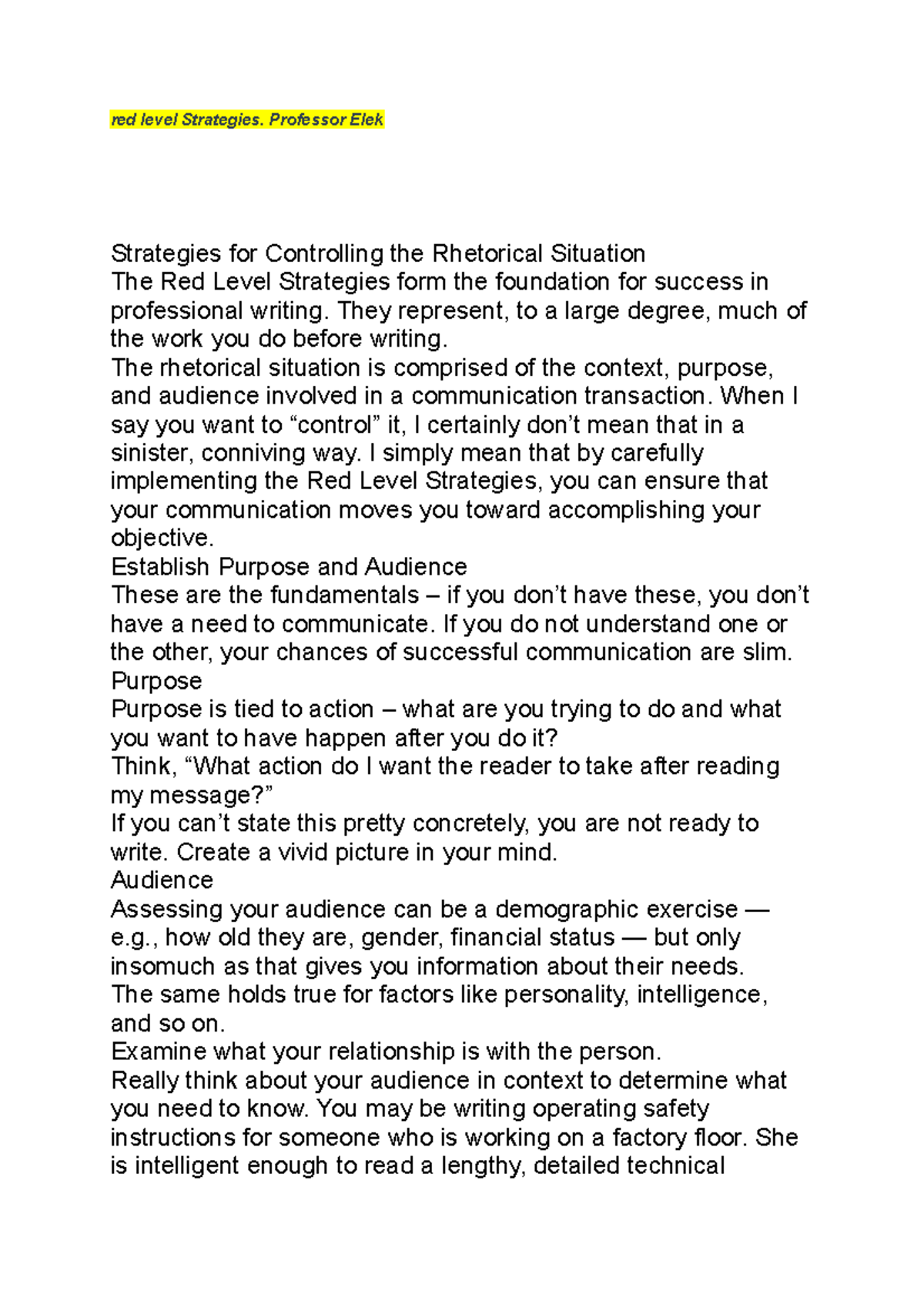 Red Level Strategies: Understanding Rhetorical Control Techniques - Studocu