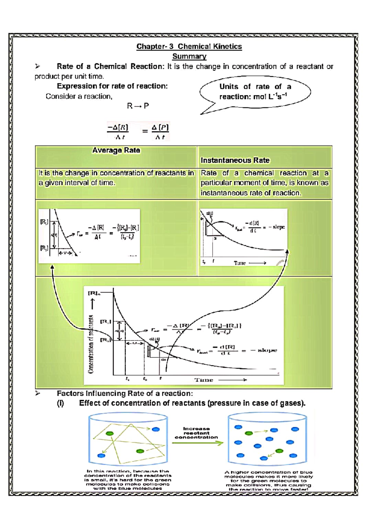 XII Chemistry CH-3: Chemical Kinetics Summary and Key Concepts - Studocu