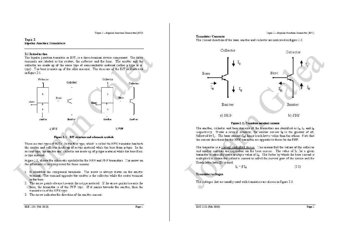 Topic 2: Bipolar Junction Transistor (BJT) Overview and Key Concepts ...