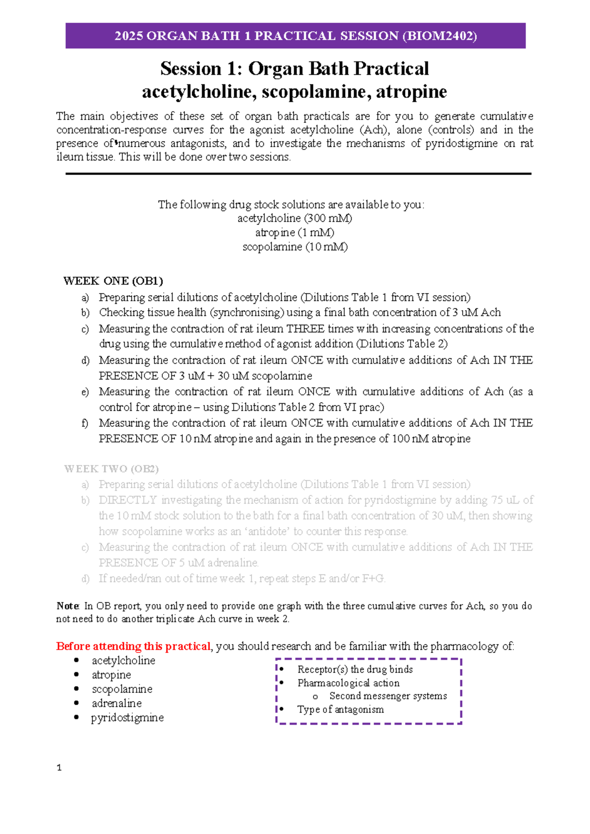 2025 BIOM2402 Organ Bath Practical Session 1 Lab Notes - Studocu