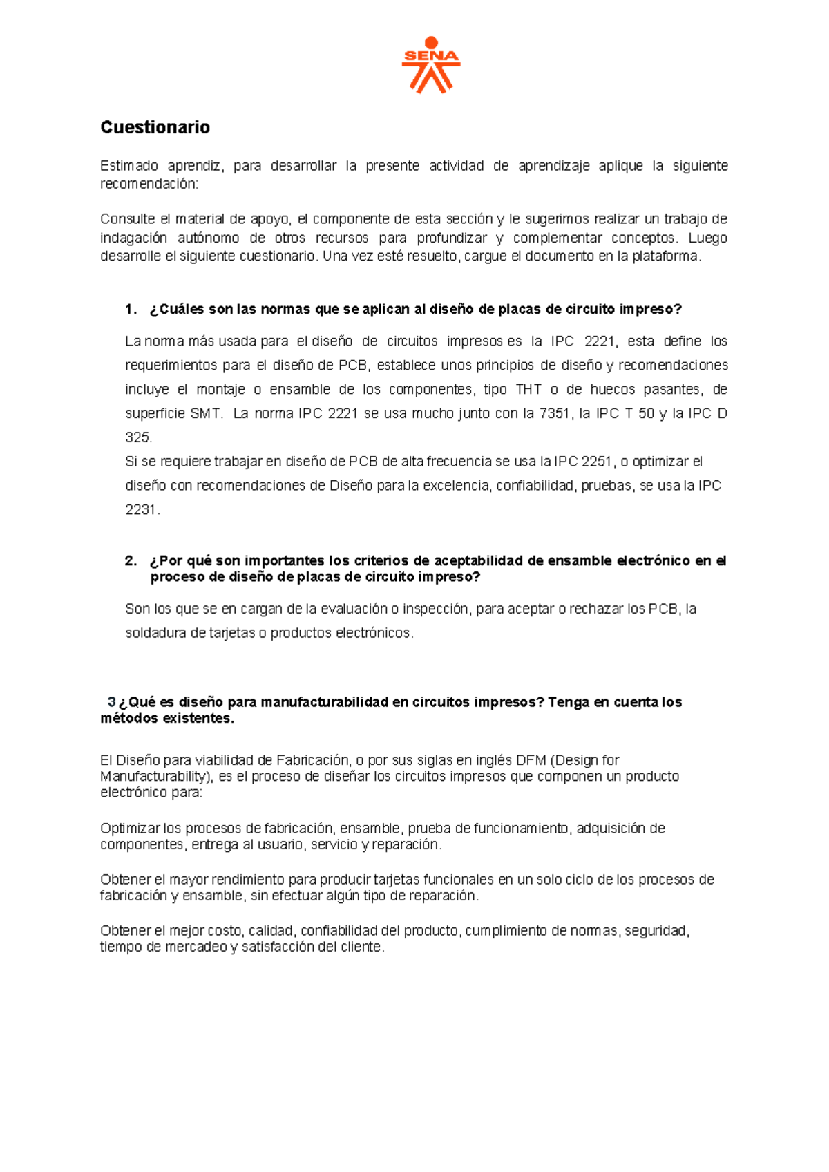 Cuestionario sobre Normatividad en Diseño de PCBs: IPC y DFM - Studocu