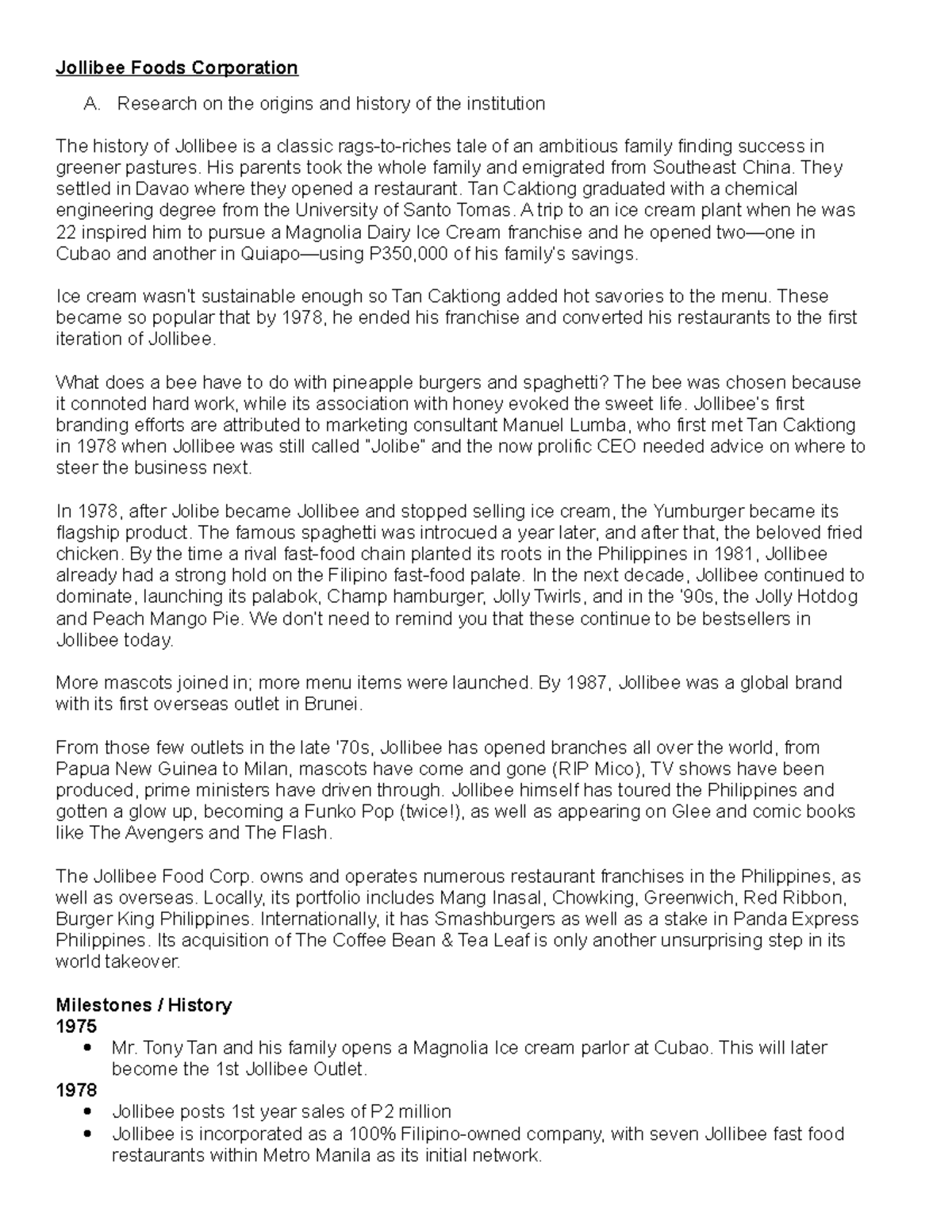 Jollibee Foods Corporation: A Comprehensive History and Impact Study ...