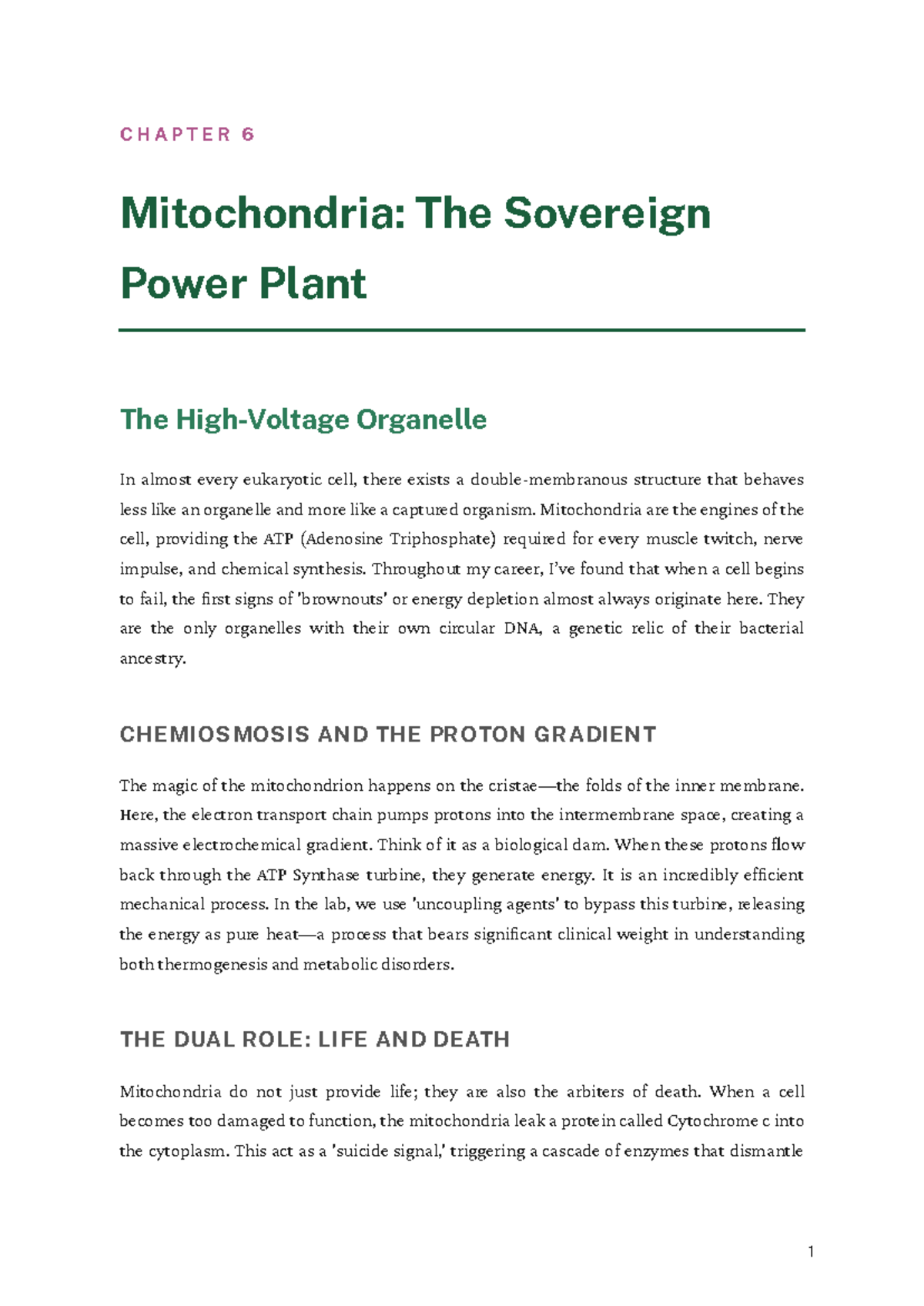CHAPTER 6: Mitochondria - The Powerhouse of Eukaryotic Cells - Studocu