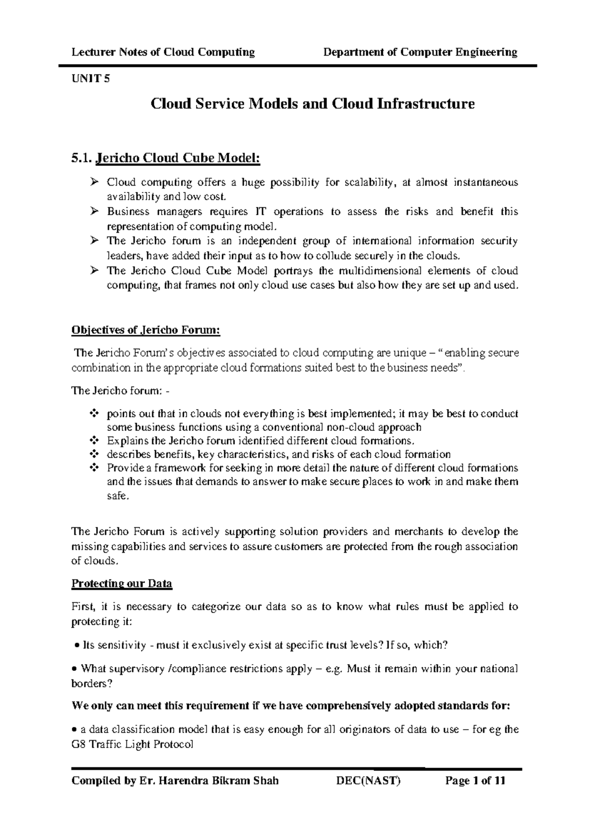 UNIT 5: Cloud Service Models & Infrastructure - Jericho Cloud Cube ...