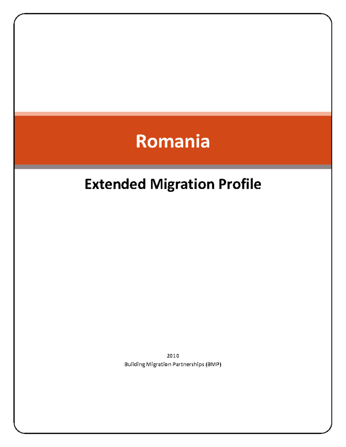 Romania Migration Profile 2010: Building Partnerships (BMP) - Studocu