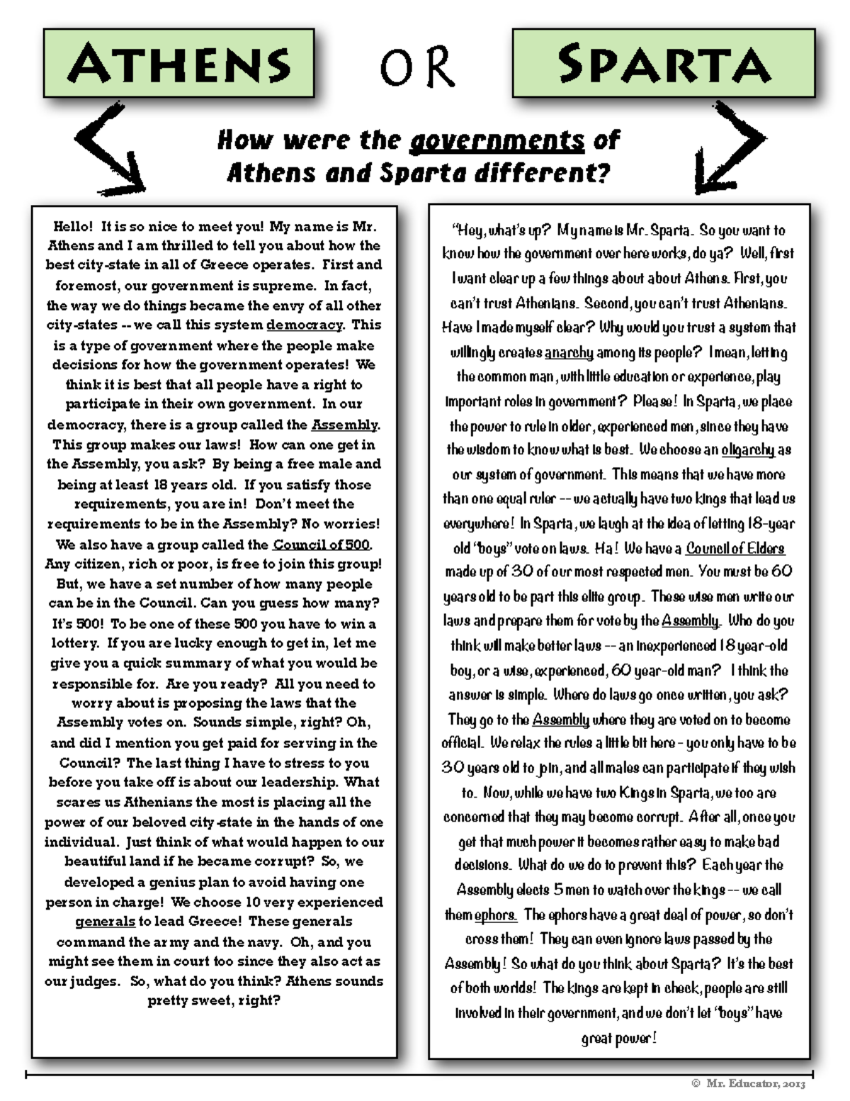 Athens vs Sparta: Governance, Values, and Treatment of Non-Citizens ...