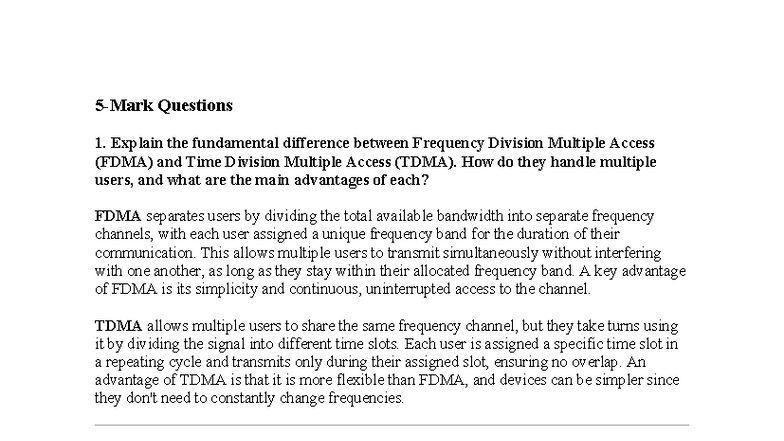 WMC 2: FDMA, TDMA, CDMA & Cellular Concepts Explained - Studocu