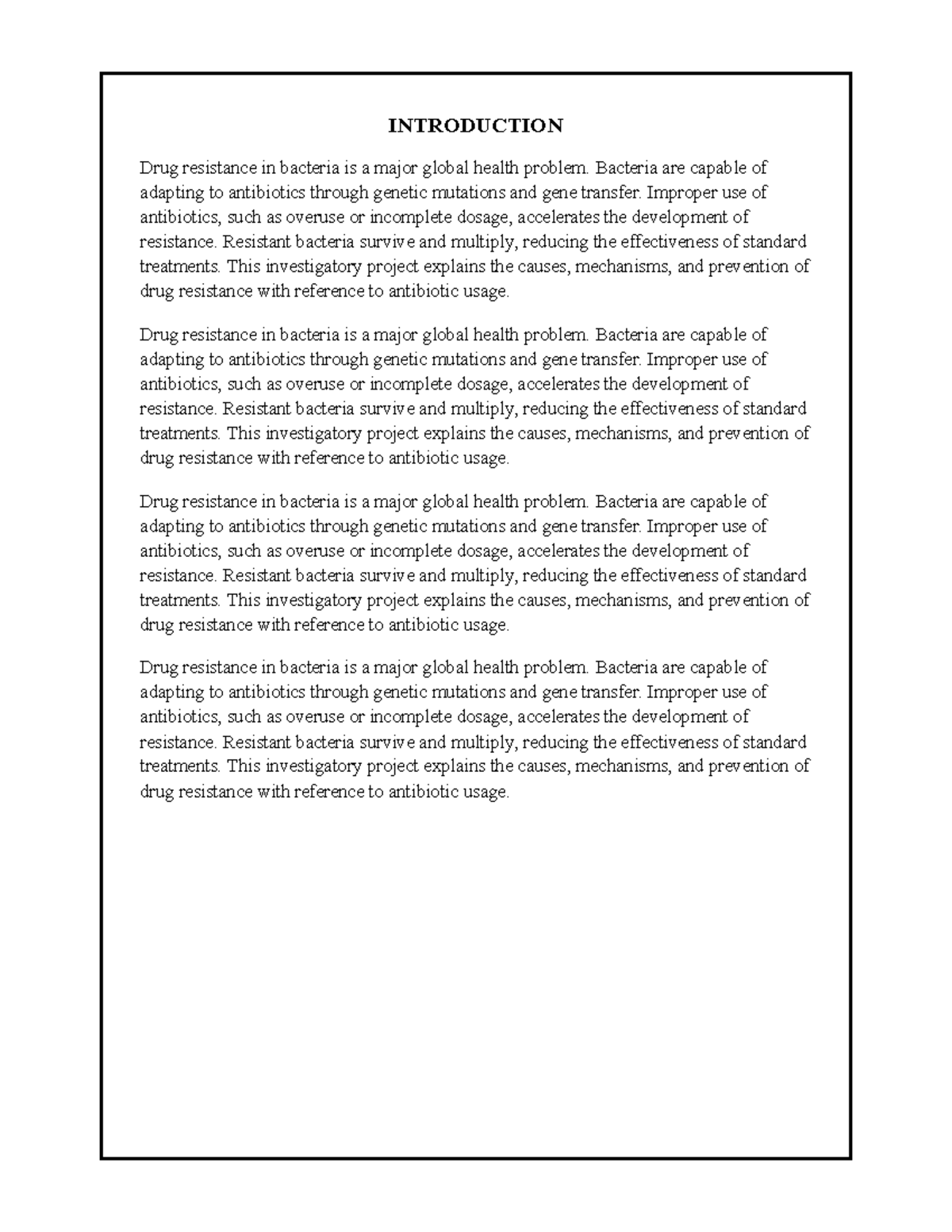 Biology Investigatory Project: Understanding Drug Resistance in ...