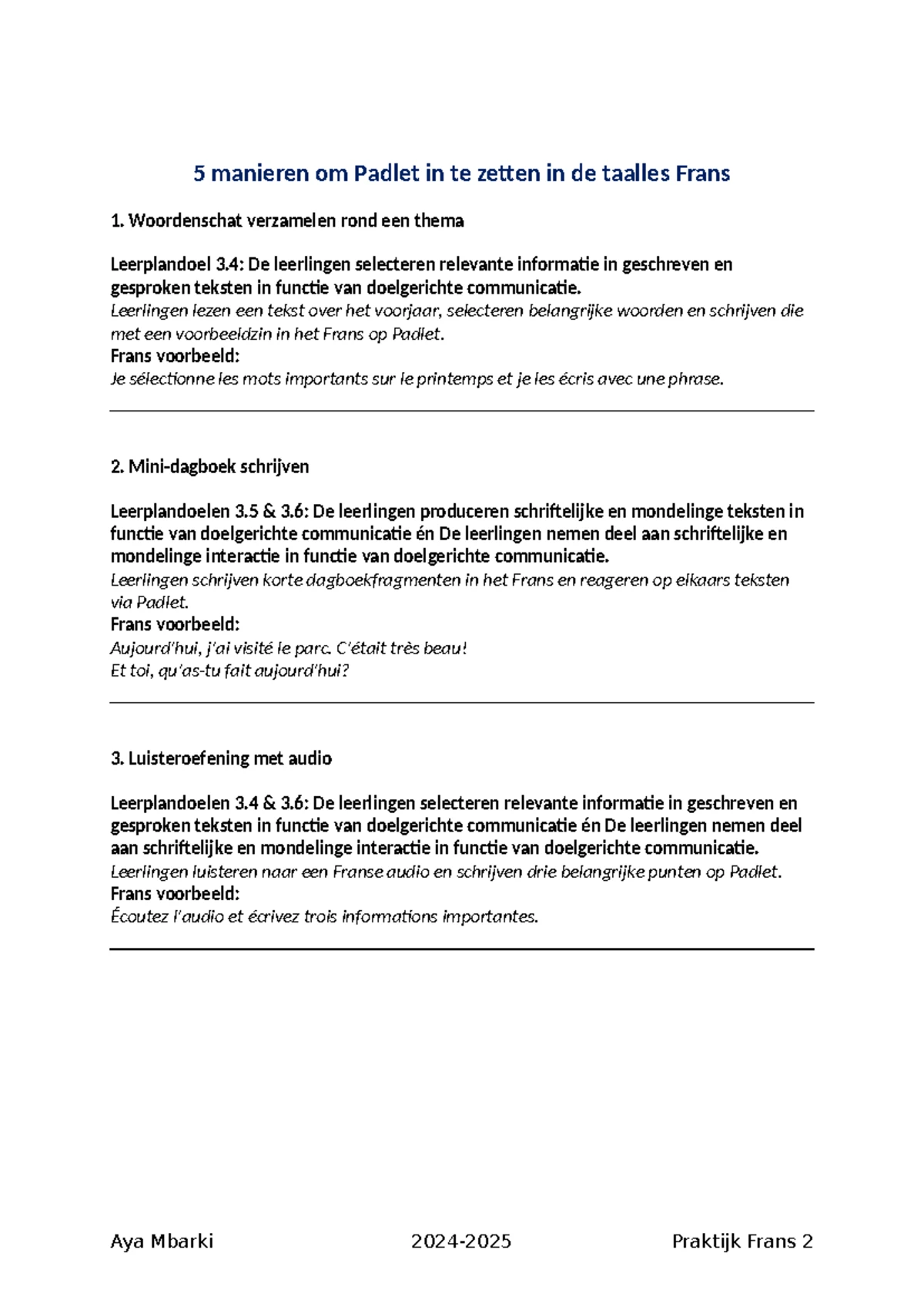 Samenvatting van Werkwoorduitgangen Frans voor de Toets - Studocu