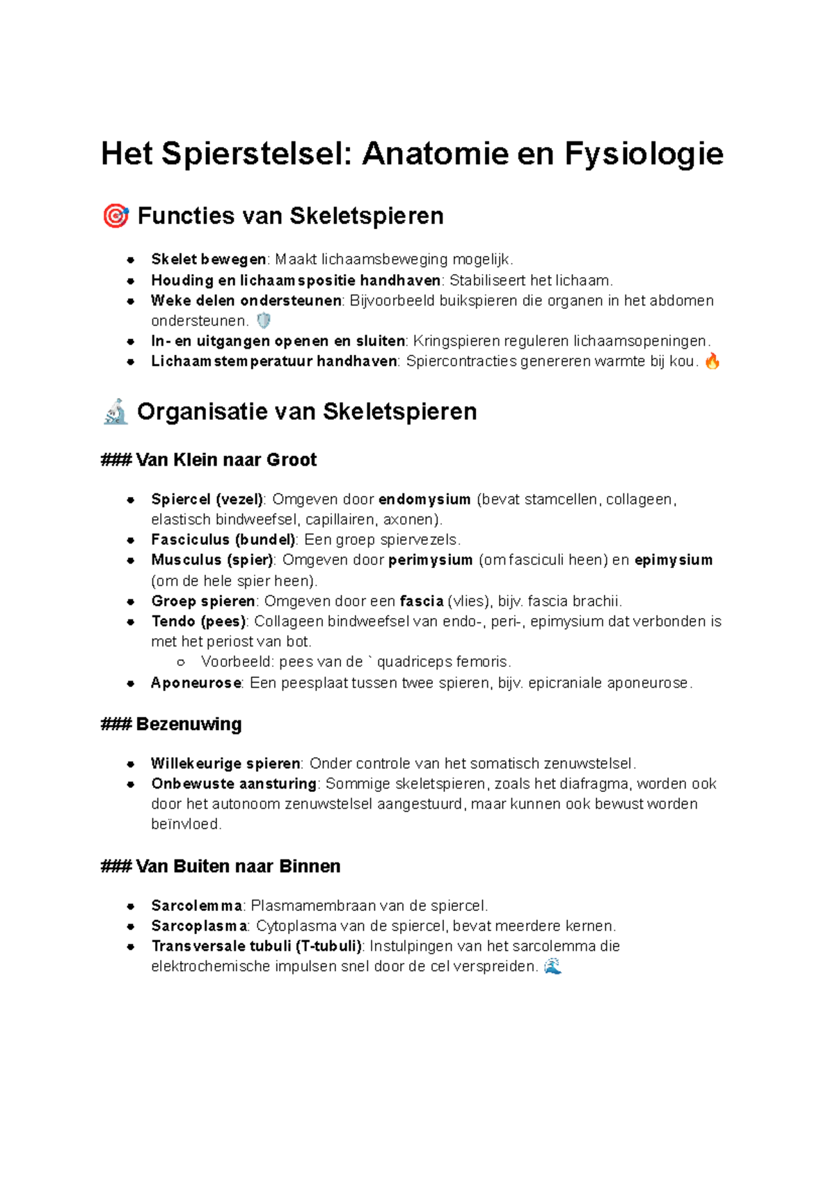 H7: Het Spierstelsel - Anatomie en Fysiologie van Skeletspieren - Studocu