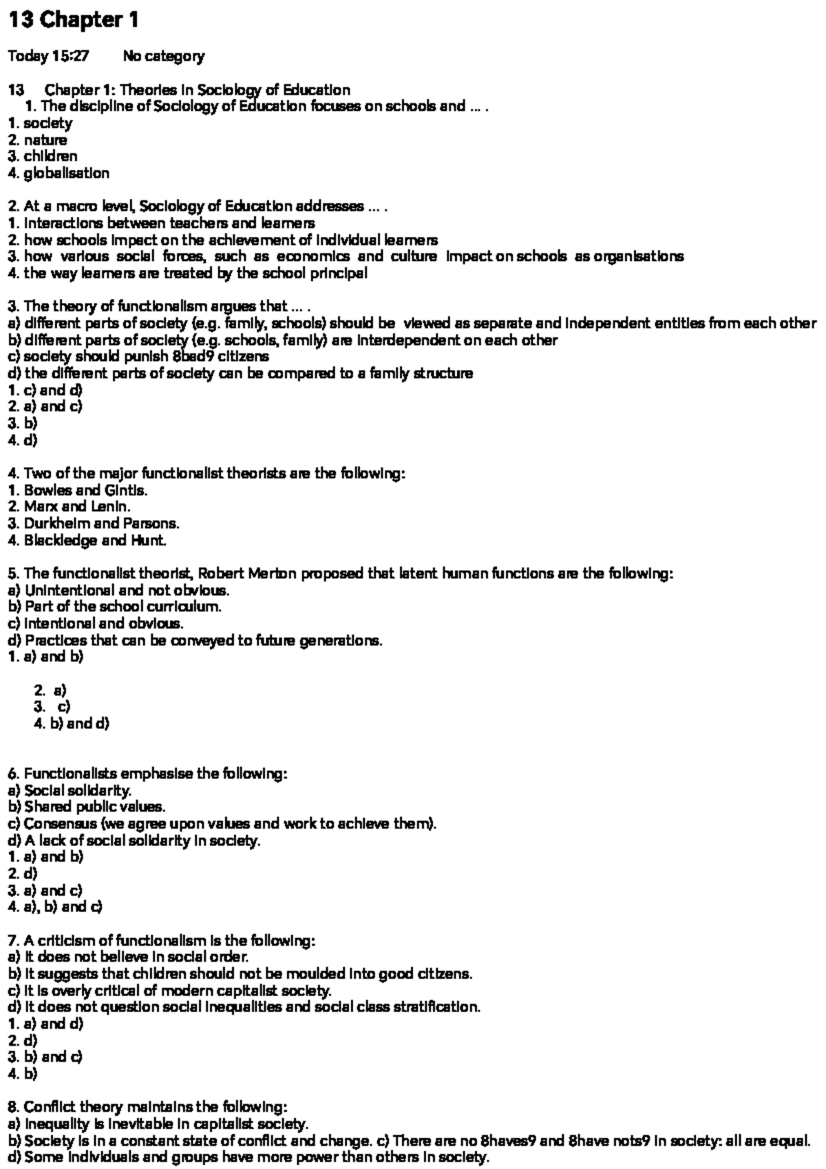SED2601 - MCQ Study Guide on Sociology of Education Chapter 1 - Studocu
