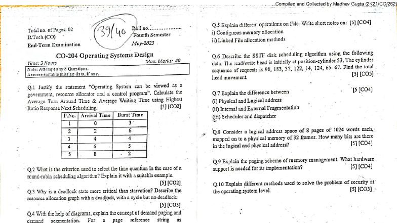 B.Tech (CO) 4th Sem OS Design: File Operations & Scheduling Algorithms ...
