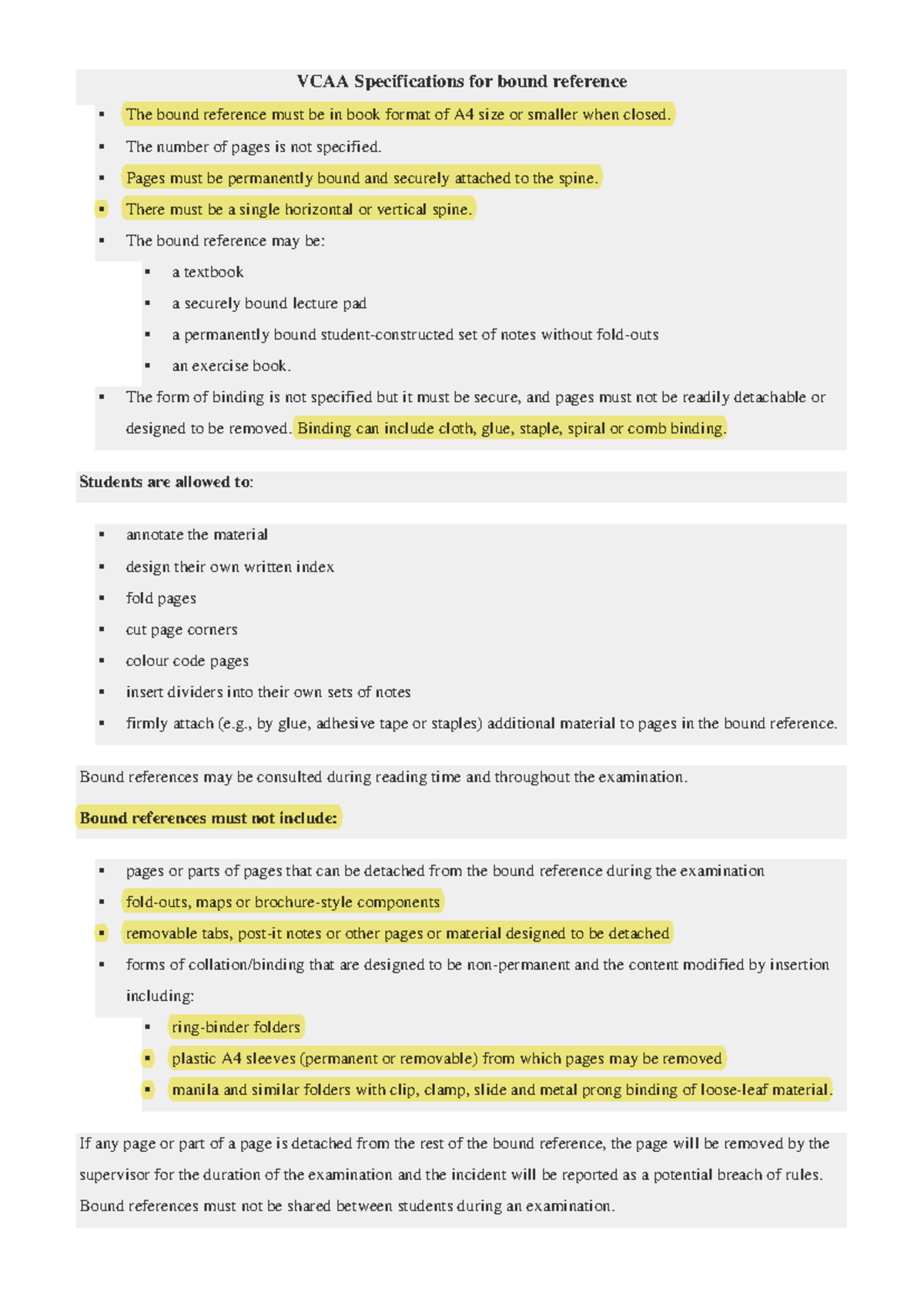 VCAA Specifications for Bound Reference in MATH Exams - Studocu
