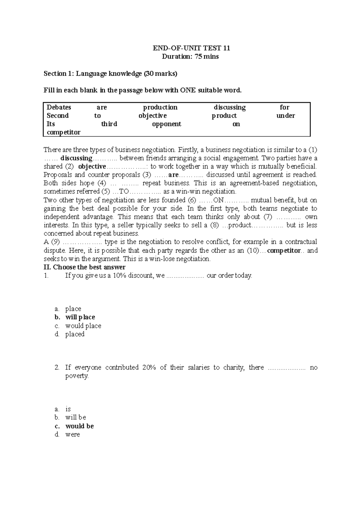 END-OF-UNIT TEST - vvvv - END-OF-UNIT TEST 11 Duration: 75 mins Section ...