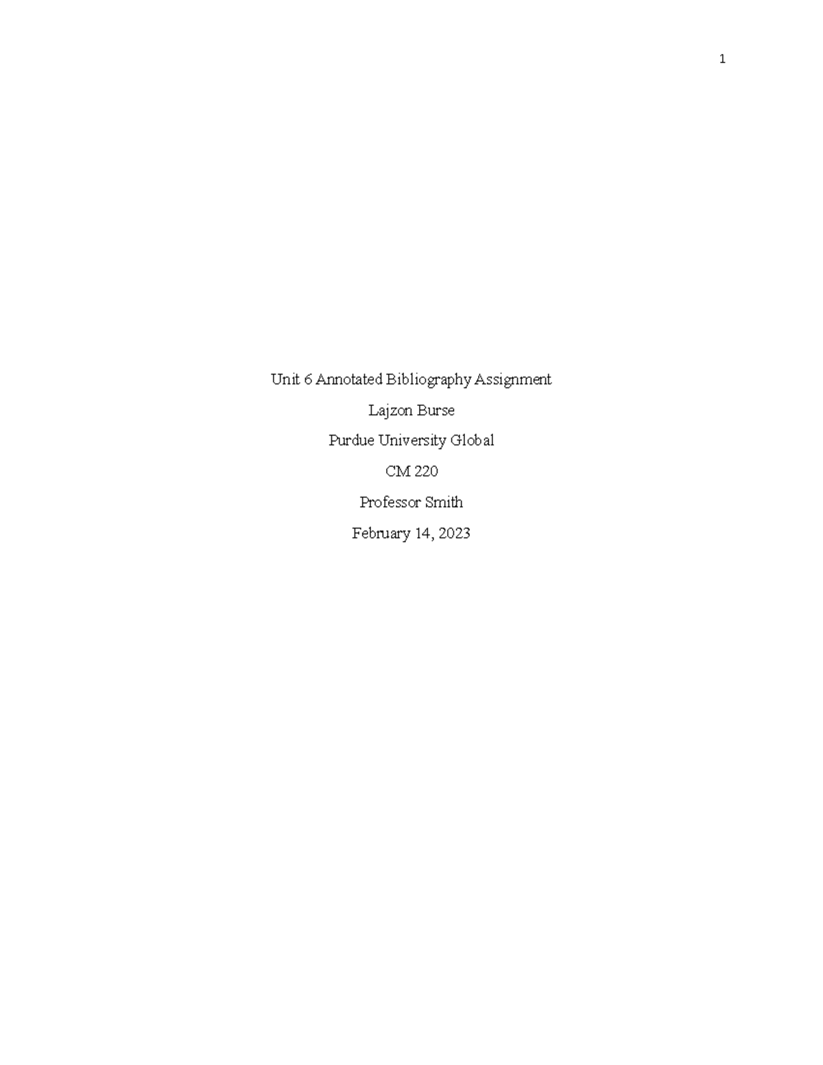 CM220 Unit 6 Annotated Bibliography on School Bus Safety - Studocu