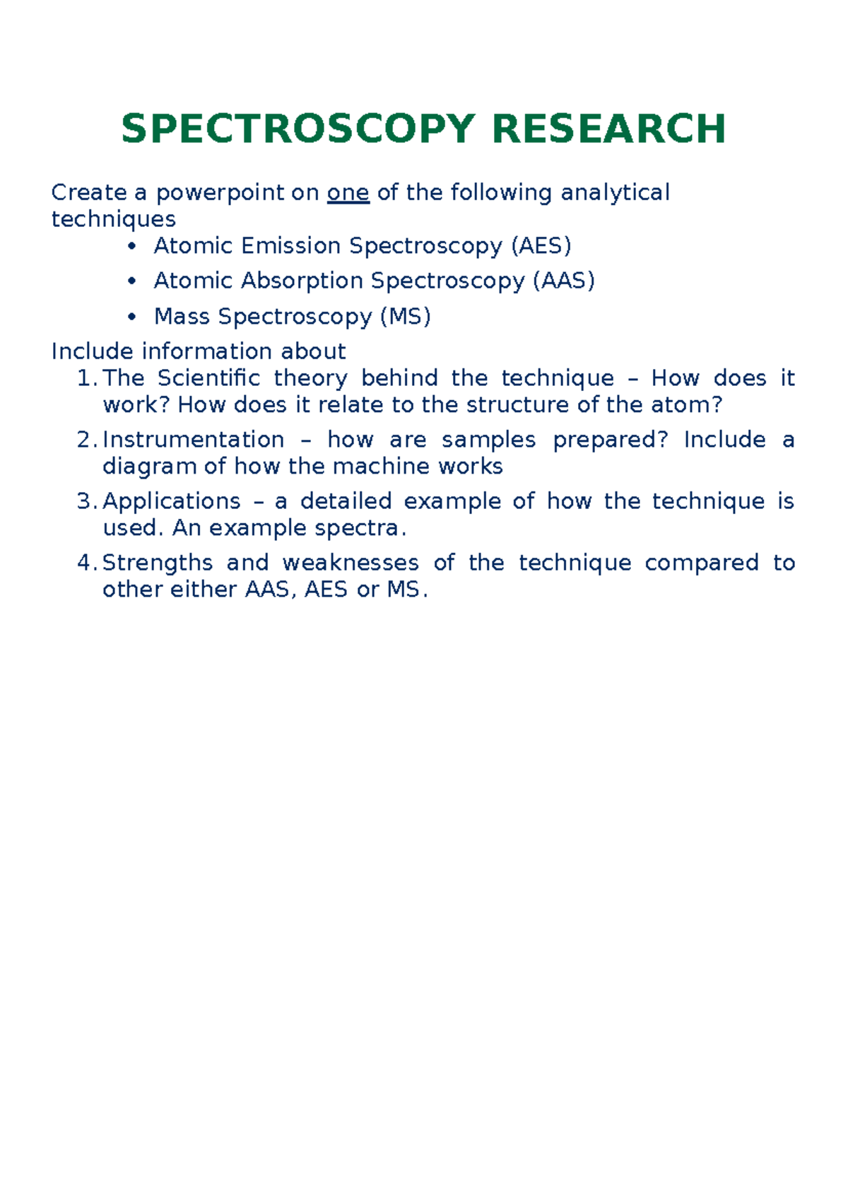 Spectroscopy research - SPECTROSCOPY RESEARCH Create a powerpoint on ...
