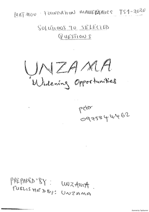 MATH 1100 TEXT BOOK - UNIVERSITY OF ZAMBIA SCHOOL OF NATURAL SCIENCES ...