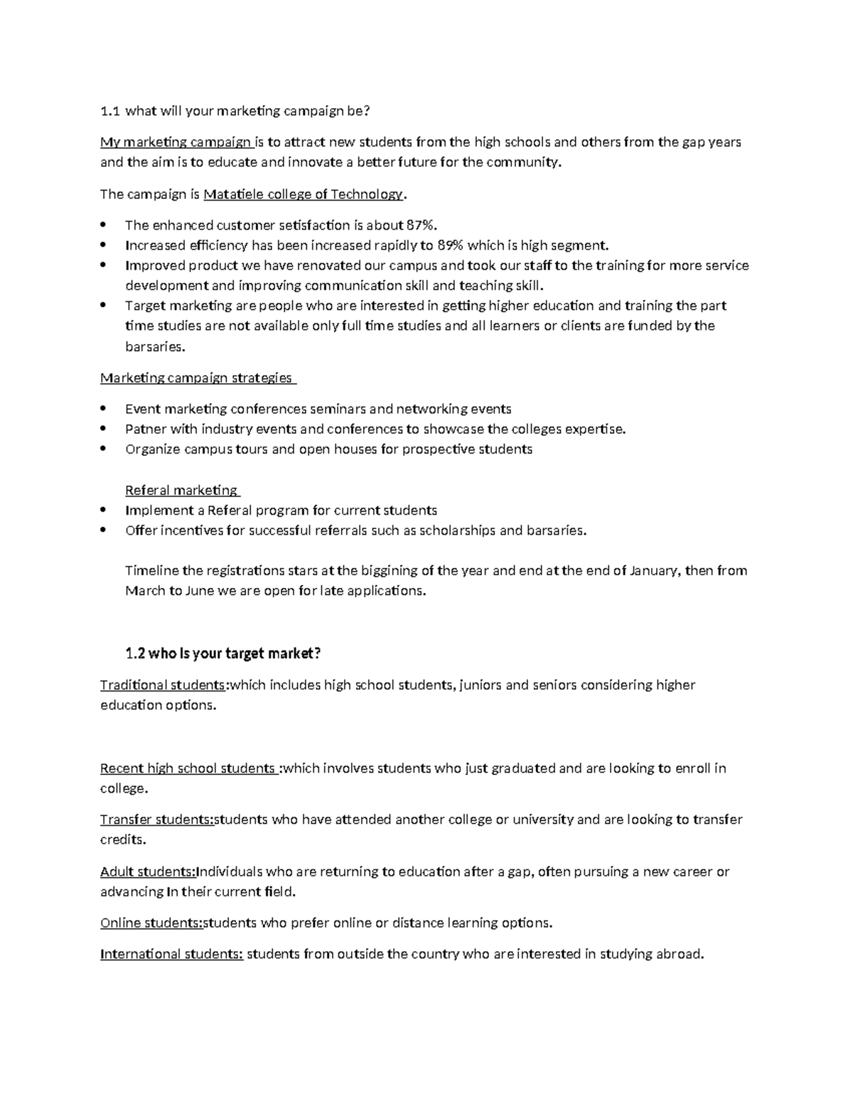 Marketing Management Assignment N4: Strategies for Student Recruitment ...