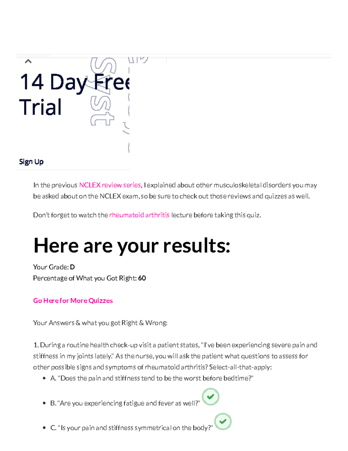 Rheumatoid Arthritis NCLEX Review Questions and Answers - Studocu