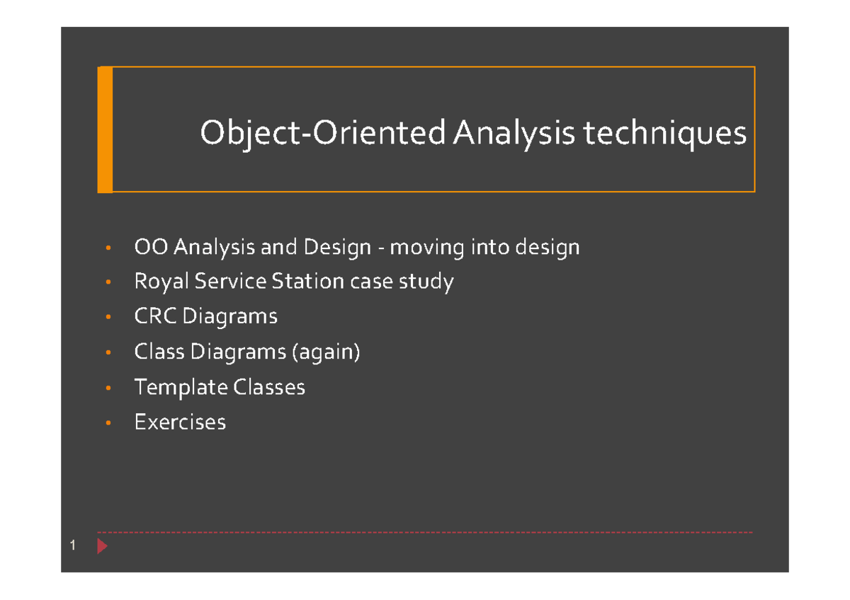 OOA, CRC and class diagrams - Lecture notes 6 - Object-Oriented ...