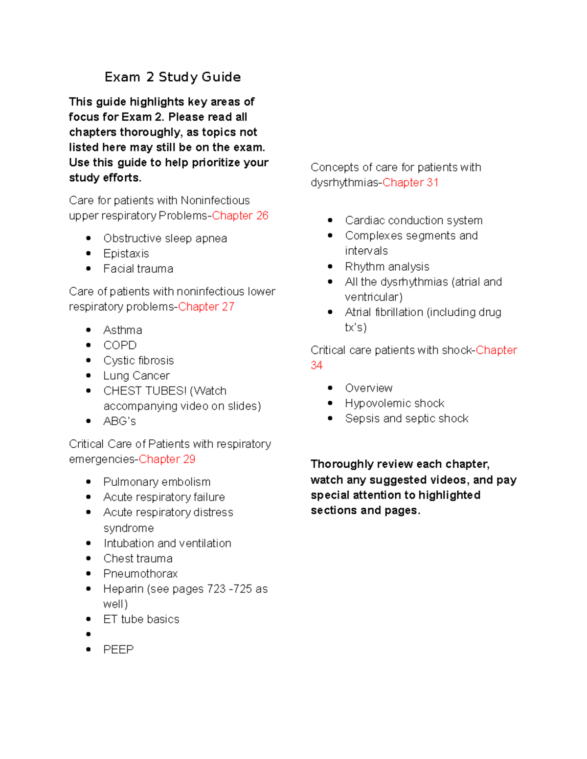 Exam 2 Study Guide for Respiratory & Cardiac Care Concepts - Studocu