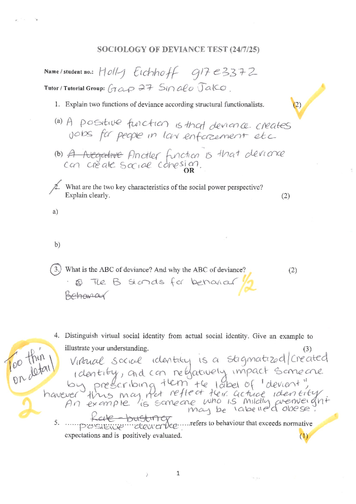 SOC 101: Sociology of Deviance Test Notes and Key Concepts - Studocu