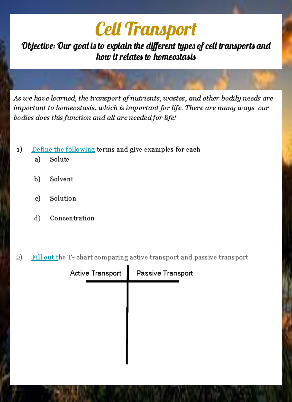 Cell Transport and Homeostasis: Understanding Mechanisms and Examples ...