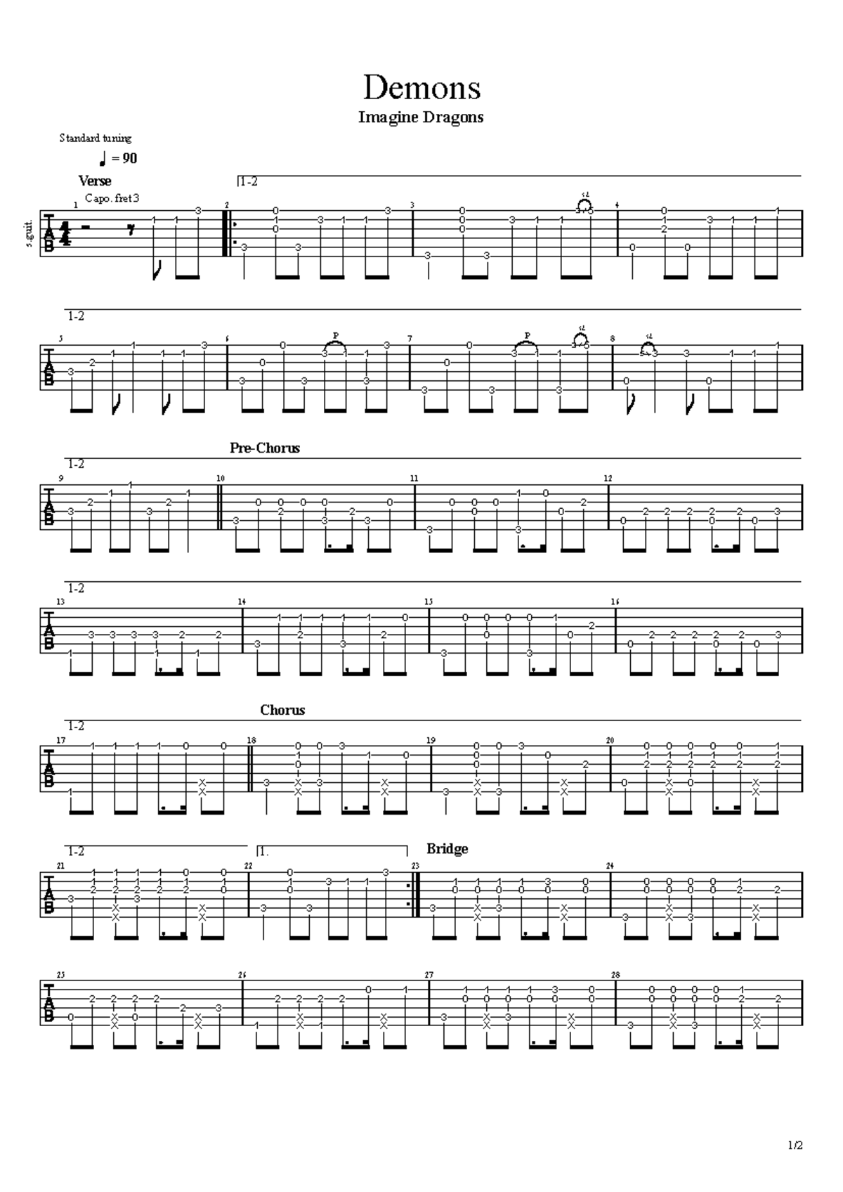 Demons - Adda (Standard Tuning, Capo 3) - Studocu