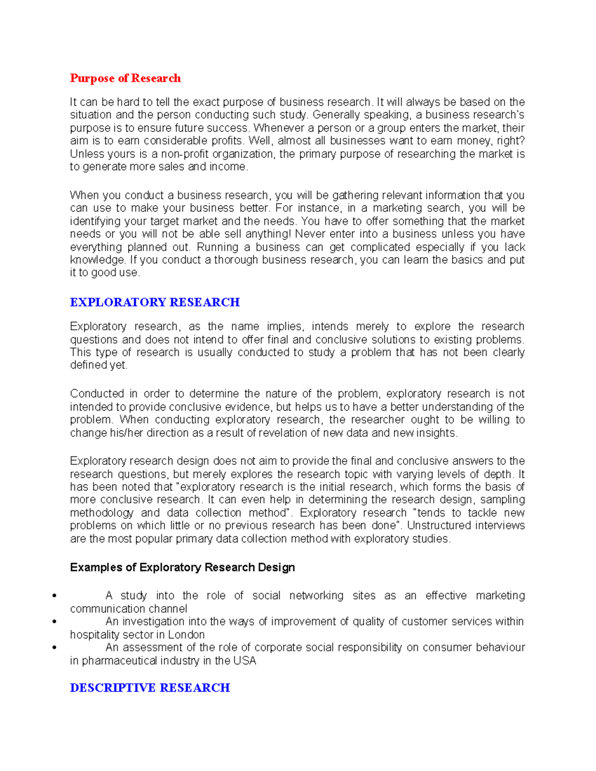 Purpose of Research – Exploratory, Descriptive, Explanatory - Purpose ...