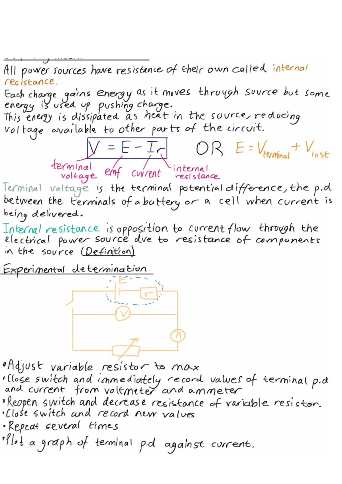 Notes 1.11: Understanding Internal Resistance & EMF - Studocu