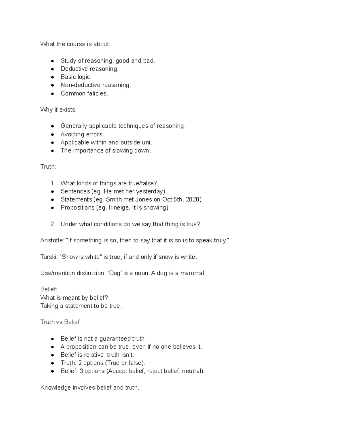 Reasoning and Critical Thinking - What the course is about: Study of ...