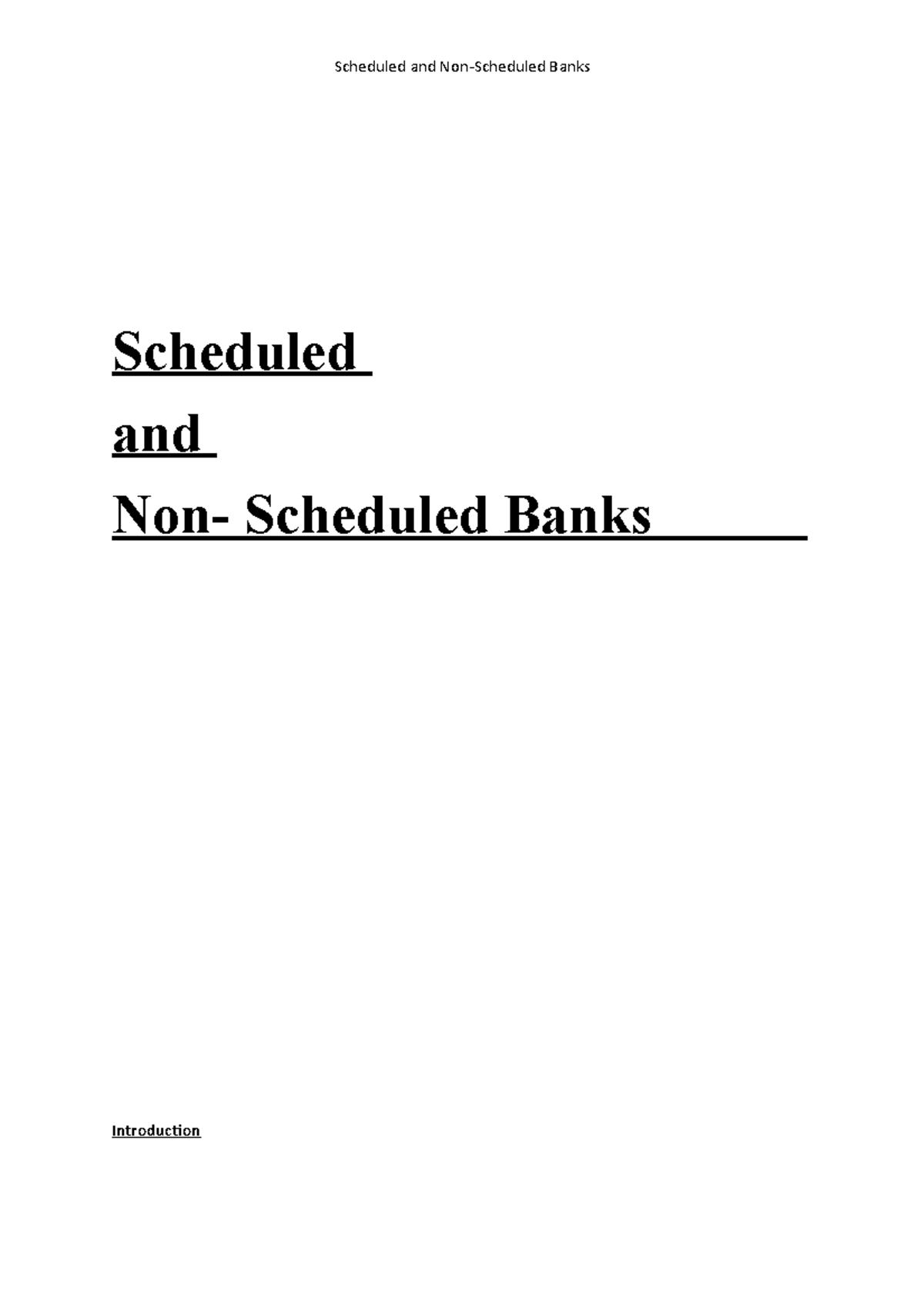 Scheduled vs Non-Scheduled Banks: Overview & Key Differences - Studocu
