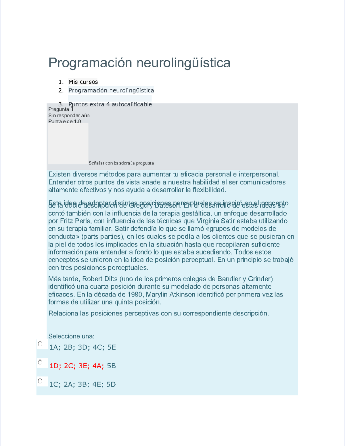 Puntos Extra 4 - Programación Neurolingüística (PNL) - Studocu