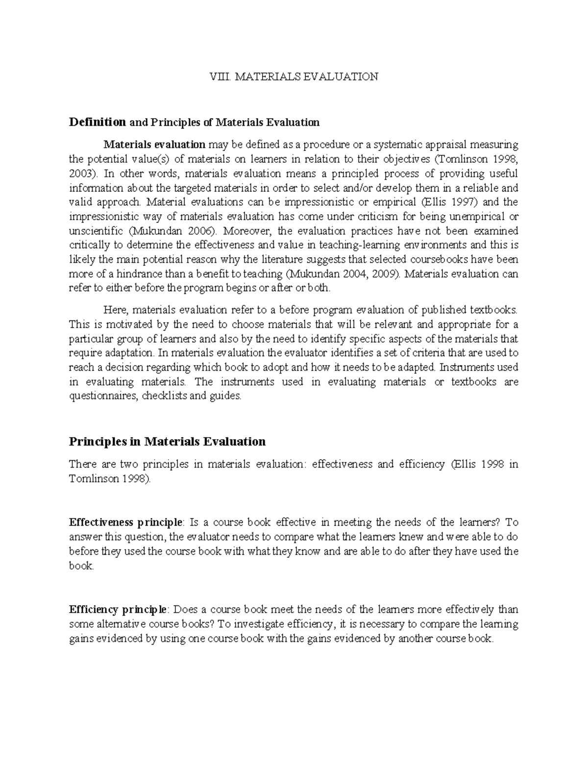 Definition and Principles of Materials Evaluation (MED 101) - Studocu