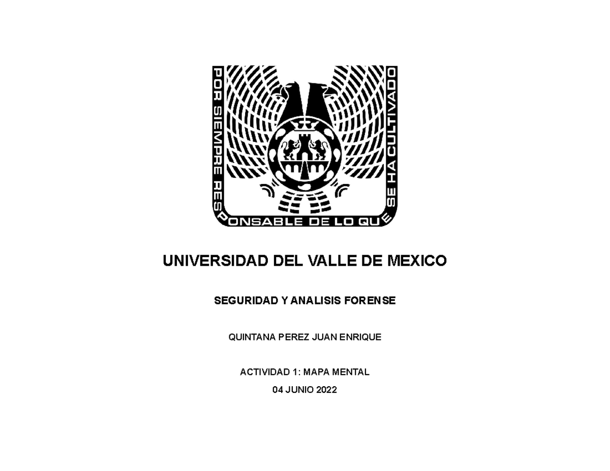 A1 QPJE MAPA Mental - Seguridad y analisis Forense - UNIVERSIDAD DEL VALLE DE MEXICO SEGURIDAD Y ...