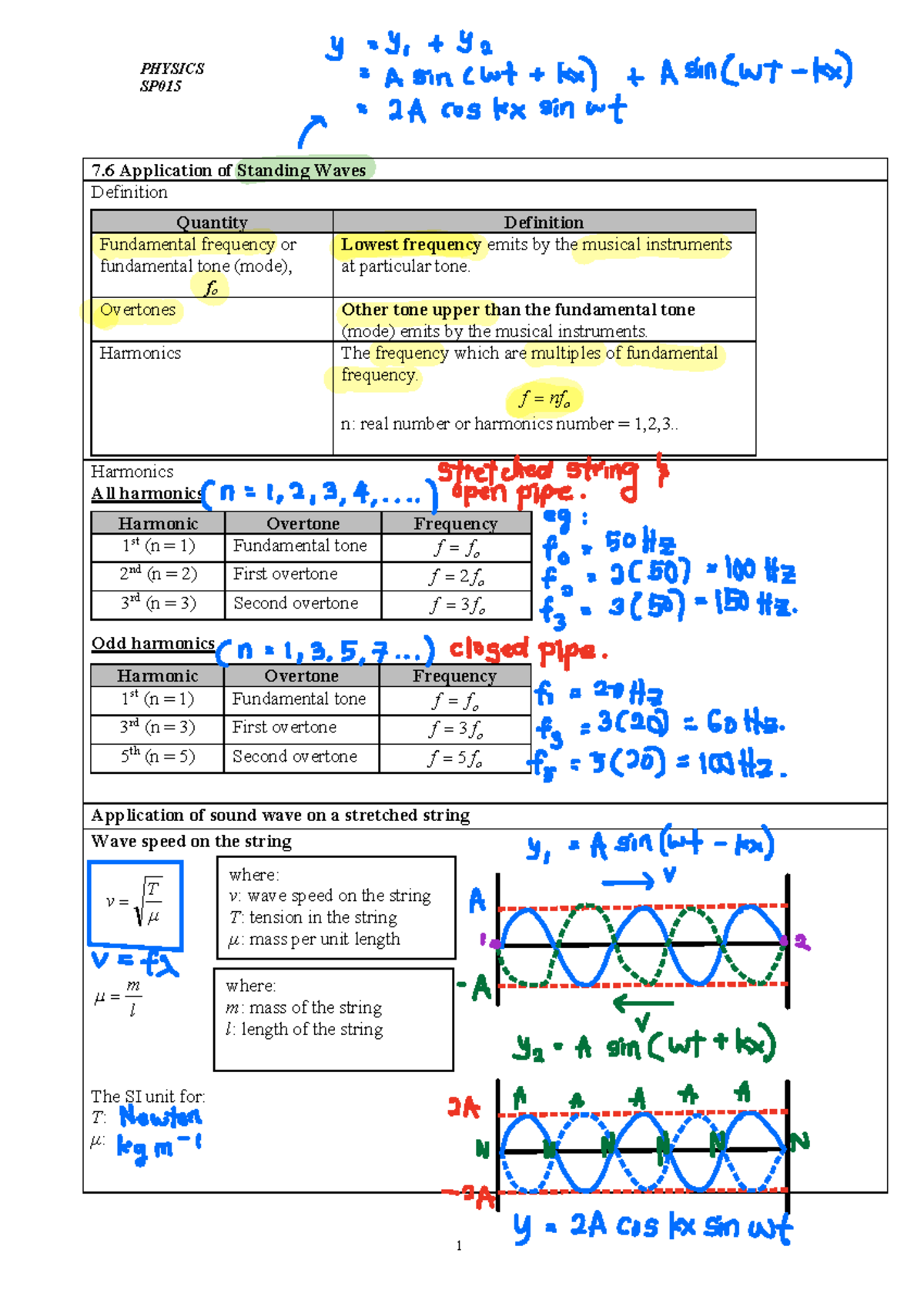 Sound Waves PHYSICS SP015: Standing Waves & Doppler Effect Overview ...