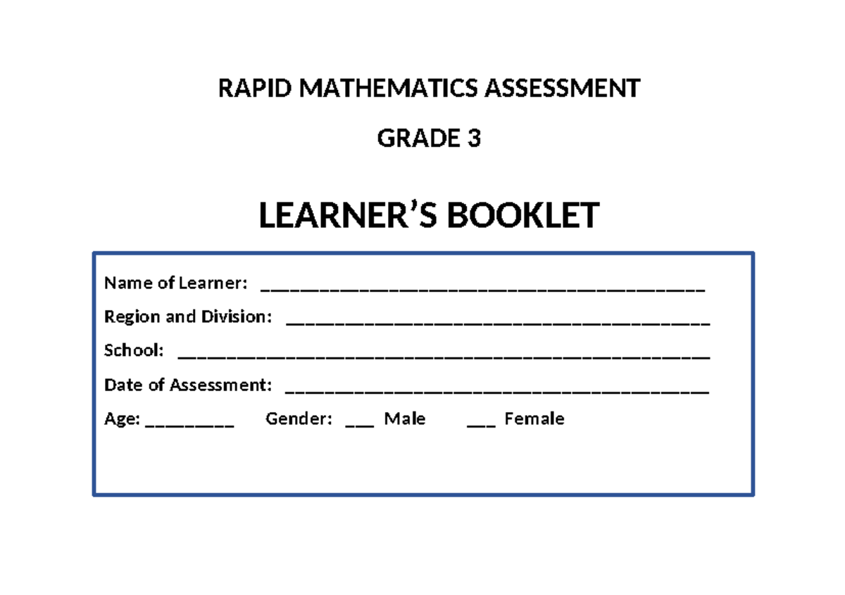 Tagalog RMA Grade-3 Learners-Booklet - RAPID MATHEMATICS ASSESSMENT ...