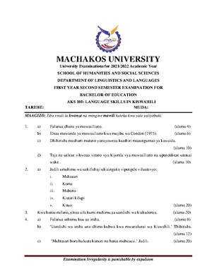 [Solved] Aina za barua - kiswahili lecture notes (aks 102) - Studocu