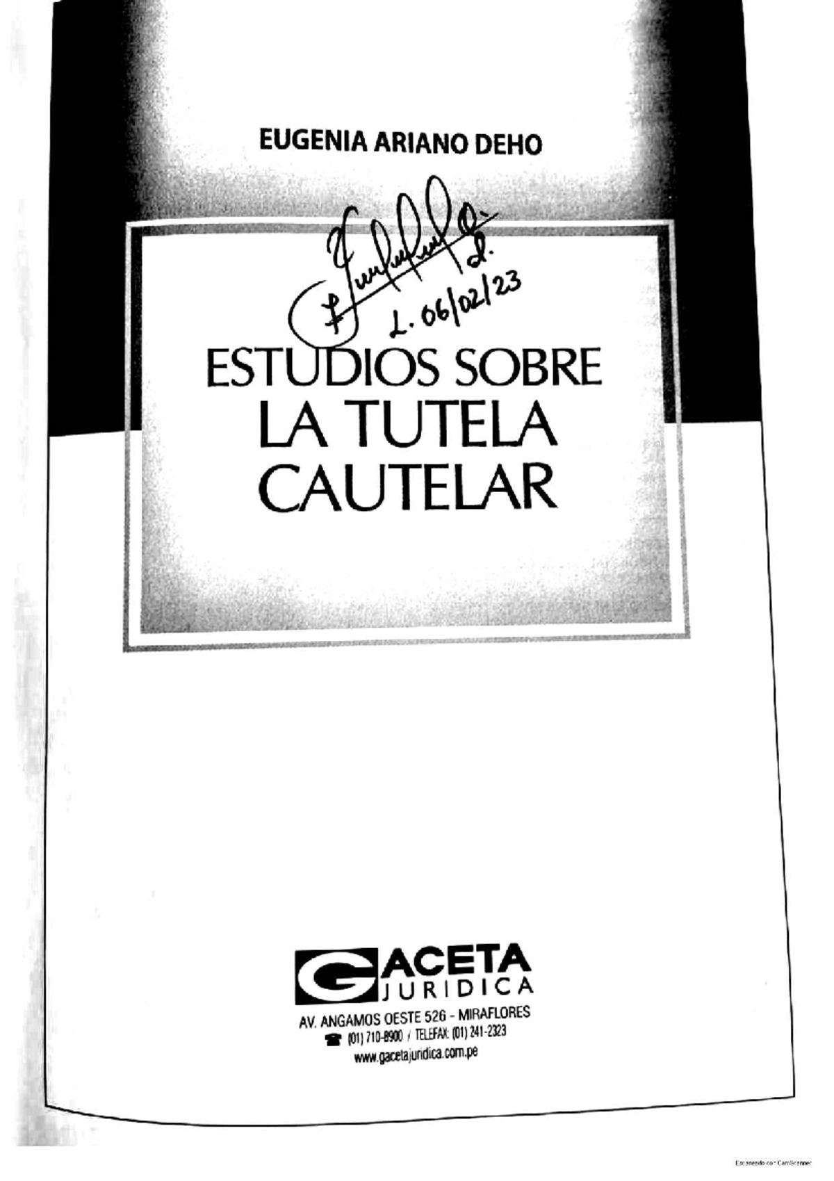 EUGENIA ARIANO DEHO: LA INSTRUMENTALIDAD DE LA TUTELA CAUTELAR - Studocu