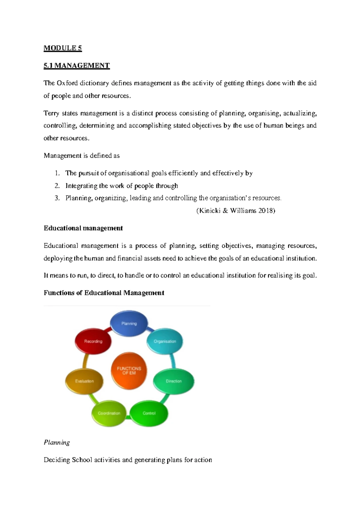 201 Philosophy - Module 5 - Full Notes - MODULE 5 5 MANAGEMENT The ...
