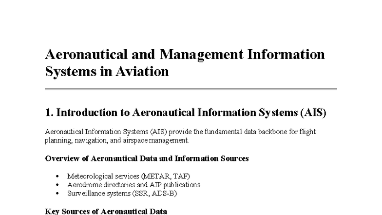 Aeronautical & Management Info Systems in Aviation: An Overview - Studocu