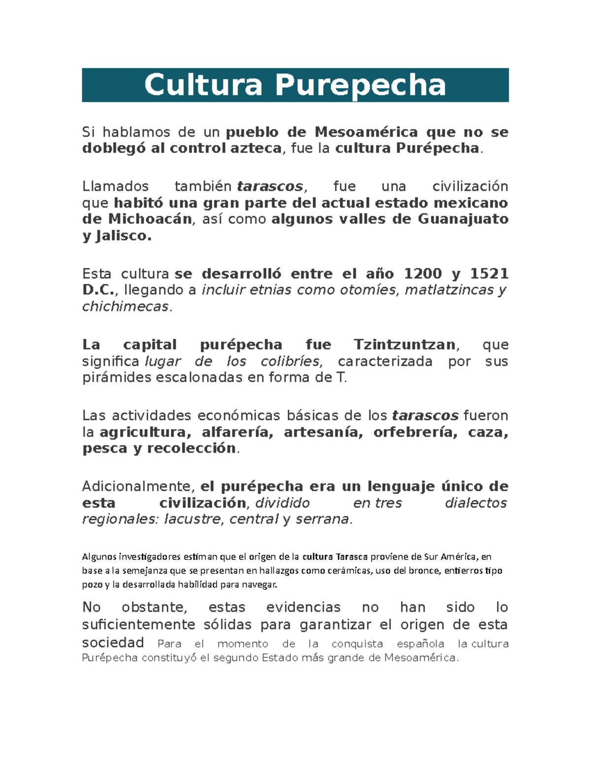 Cultura Purépecha: Historia, Sociedad y Manifestaciones Artísticas ...