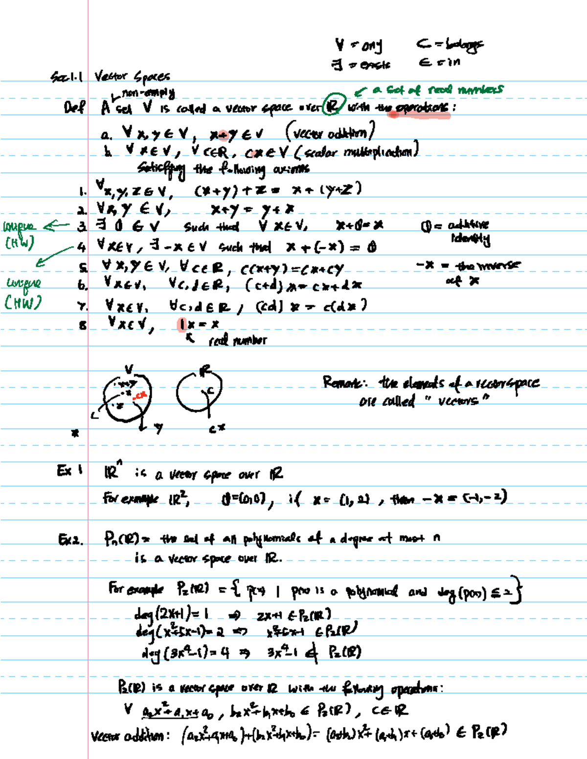 Sec1 - Vector Spaces Overview and Properties Notes - Studocu