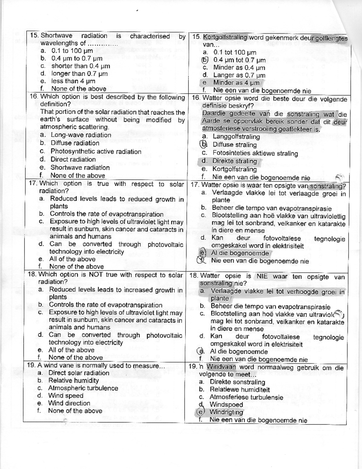 SCCS Test 1 (Climate) 2016: Shortwave Radiation and Solar Effects - Studocu