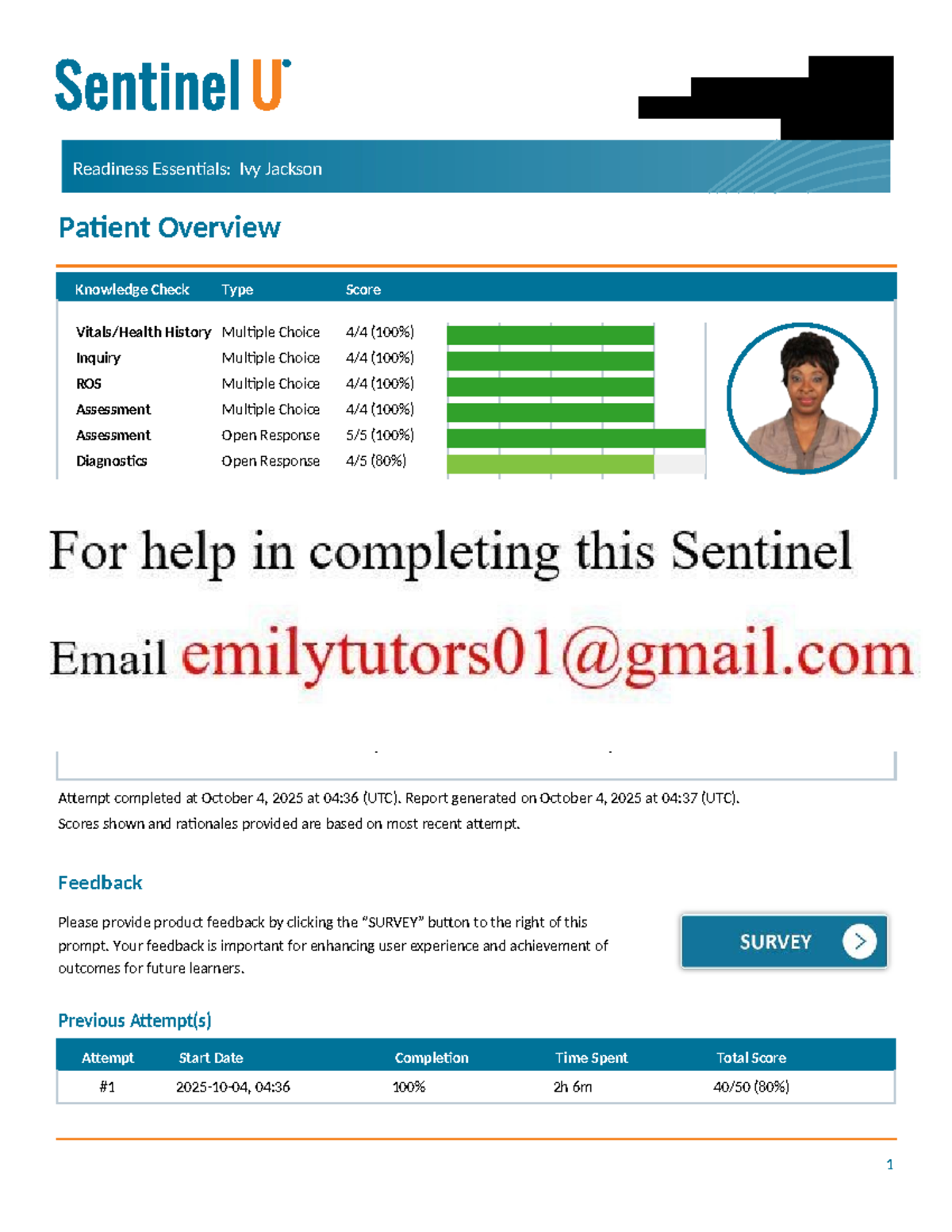 4015 Sentinel U: Ivy Jackson Patient Overview Knowledge Check - Studocu