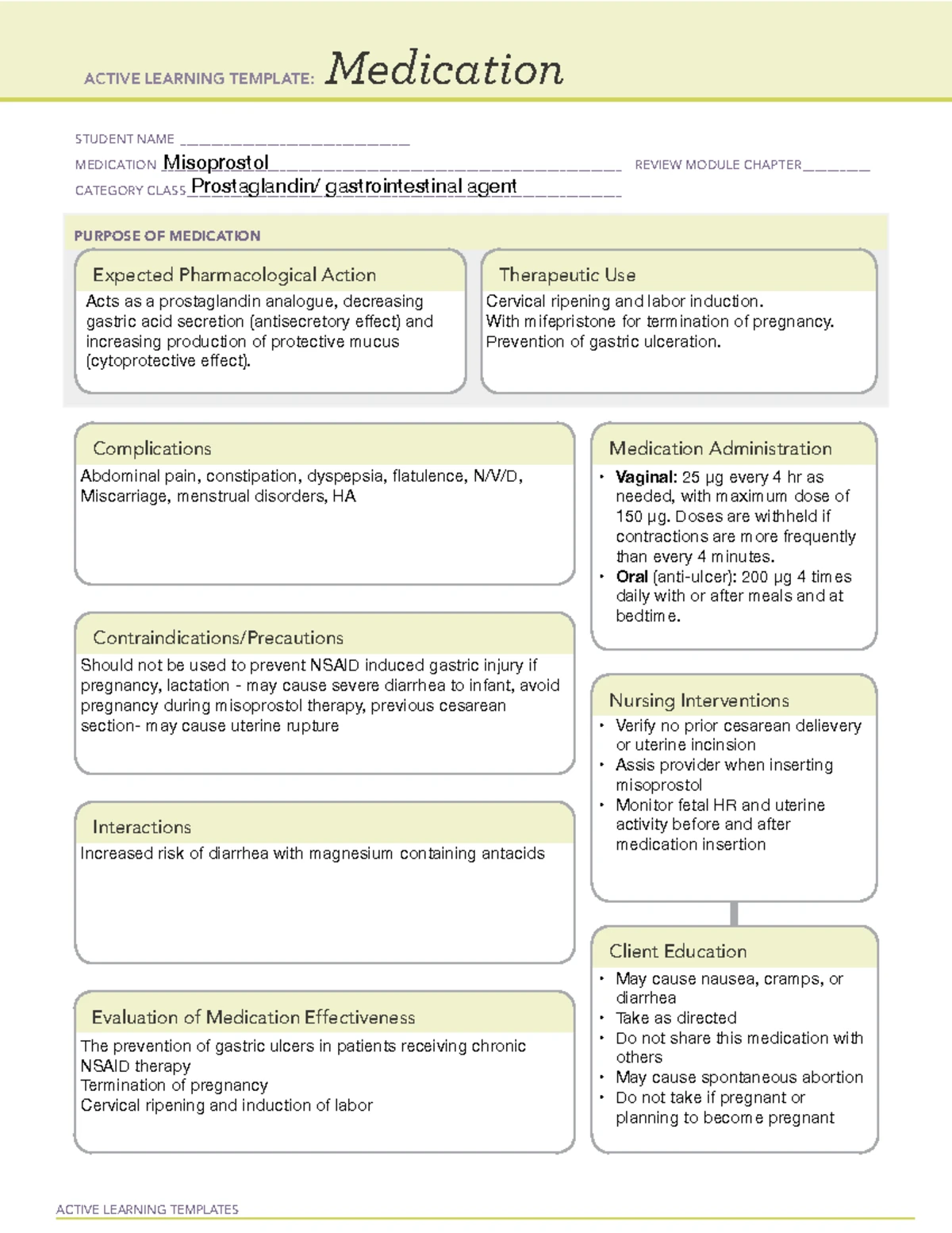 Magnesium Sulfate - ati template - ACTIVE LEARNING TEMPLATE: Medication ...